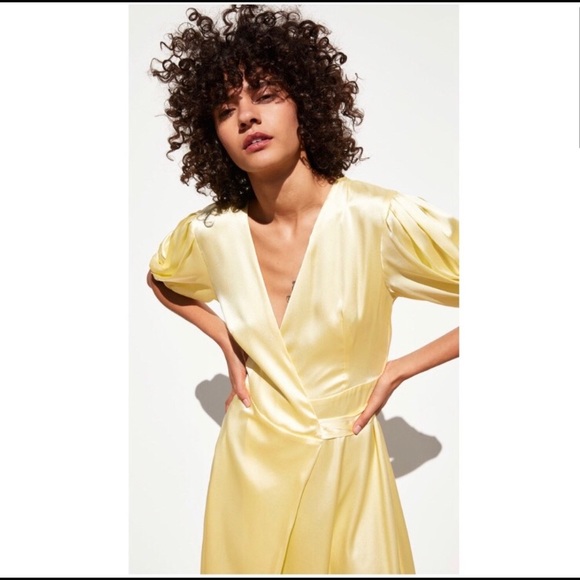 Zara | Dresses | Zara Yellow Satin Maxi Dress | Poshmark